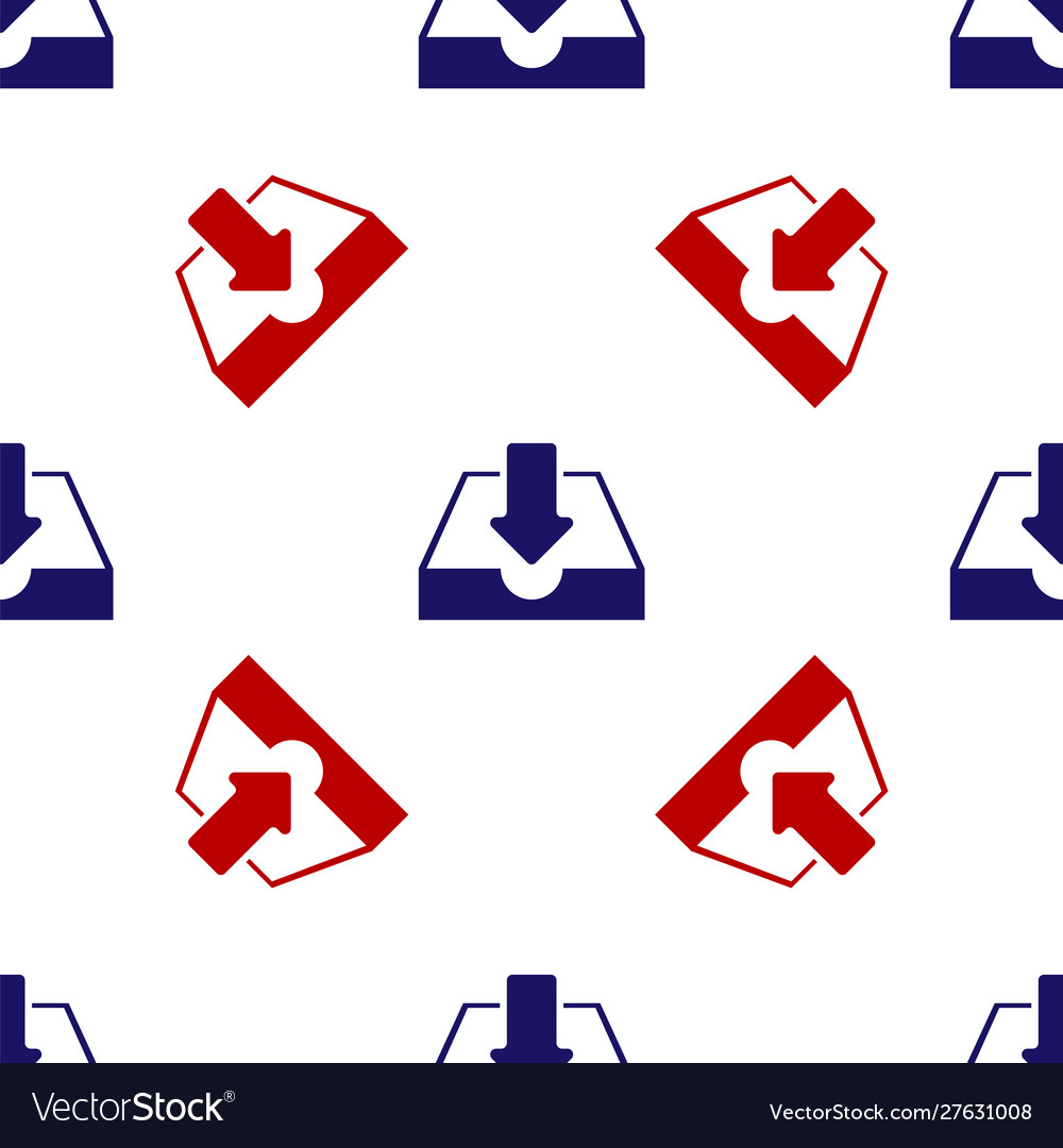Blue and red download inbox icon isolated seamless Blue and red download inbox icon isolated seamless