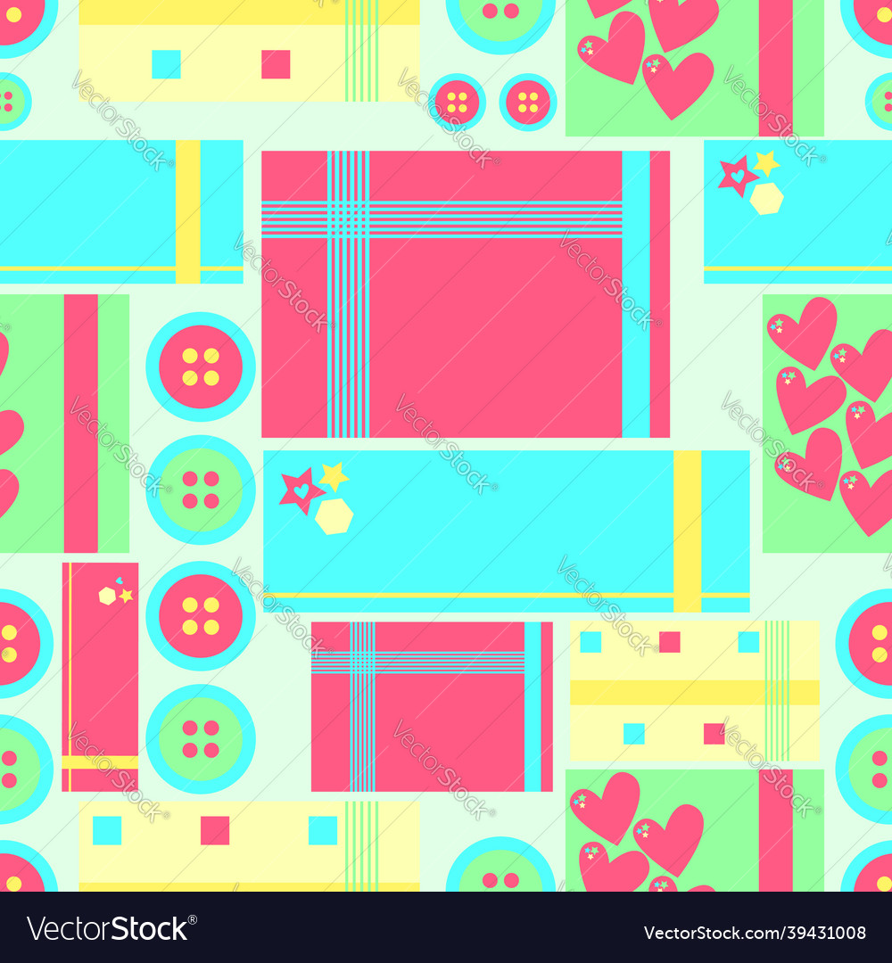 Buttons and boxes repeat seamless pattern Vector Image