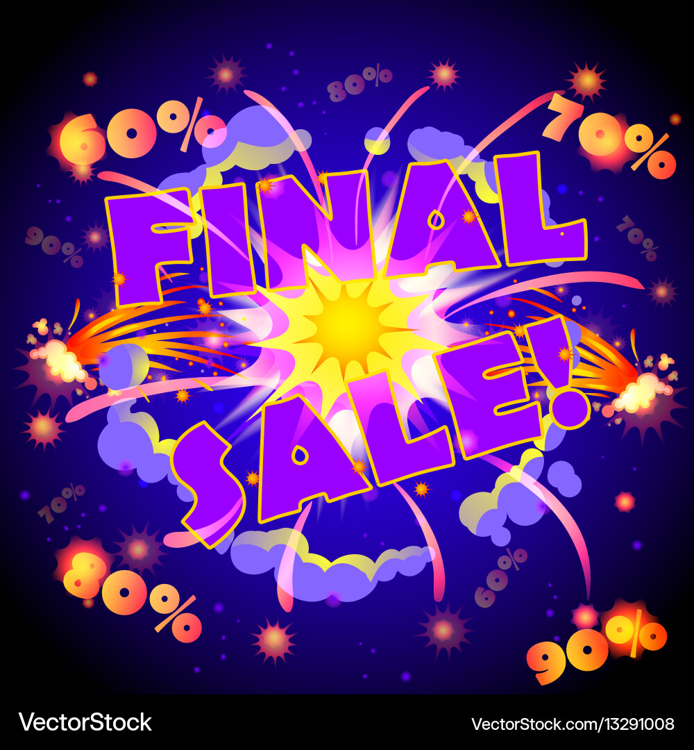 Cartoon advertising sale template Royalty Free Vector Image