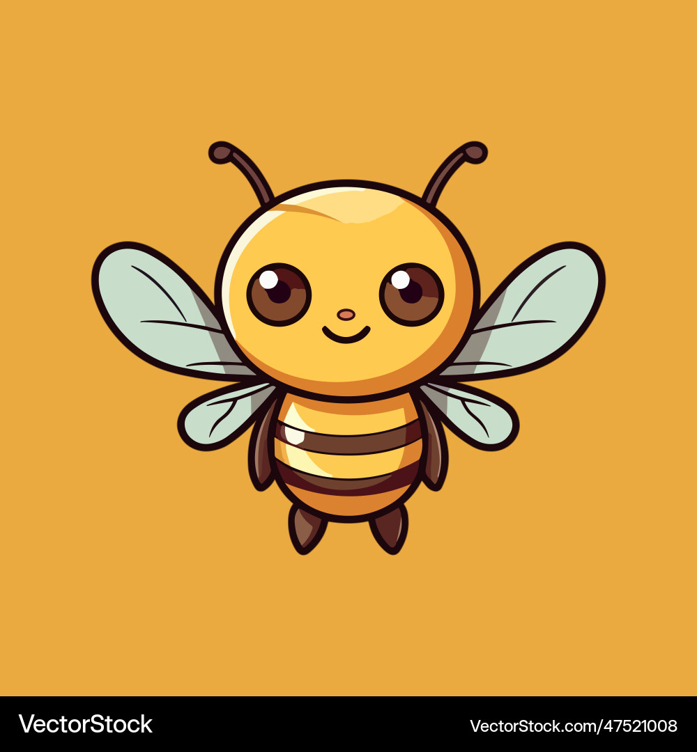 Cartoon kawaii anime bee Royalty Free Vector Image