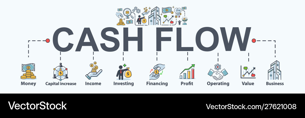 Cash flow banner web icon for business Royalty Free Vector