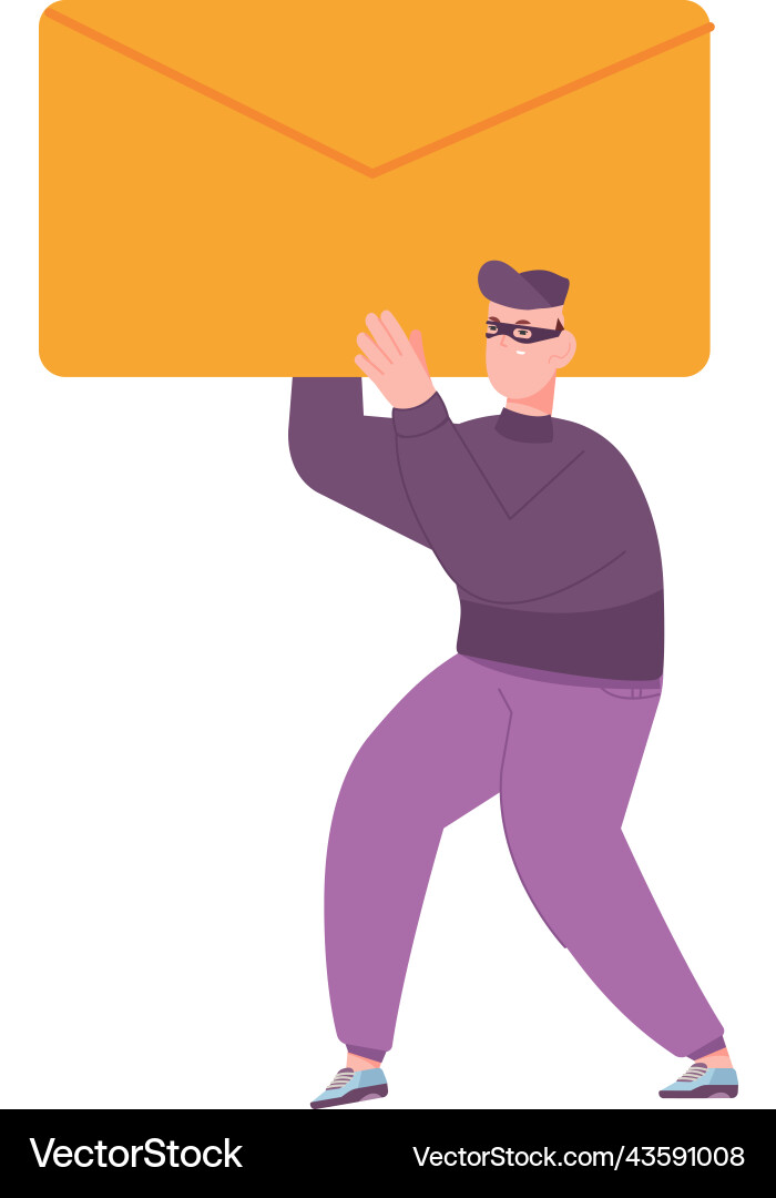 Cyber criminal steal mail hacker holding big Vector Image