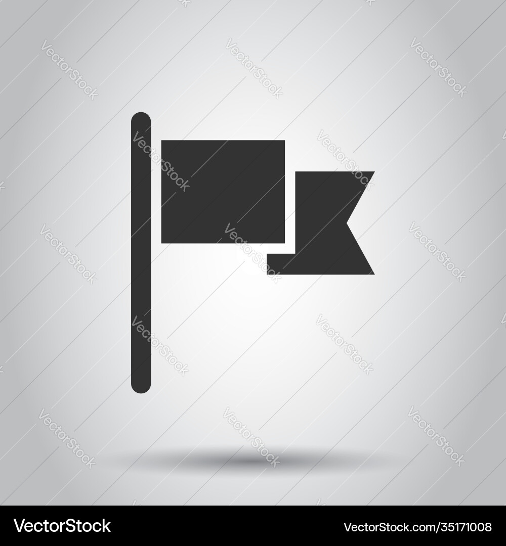 Flag icon in flat style pin on white isolated Vector Image