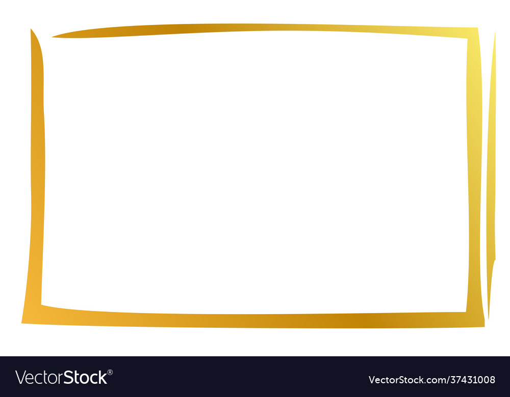 Golden hand draw sketch simple rectangle framefor Vector Image