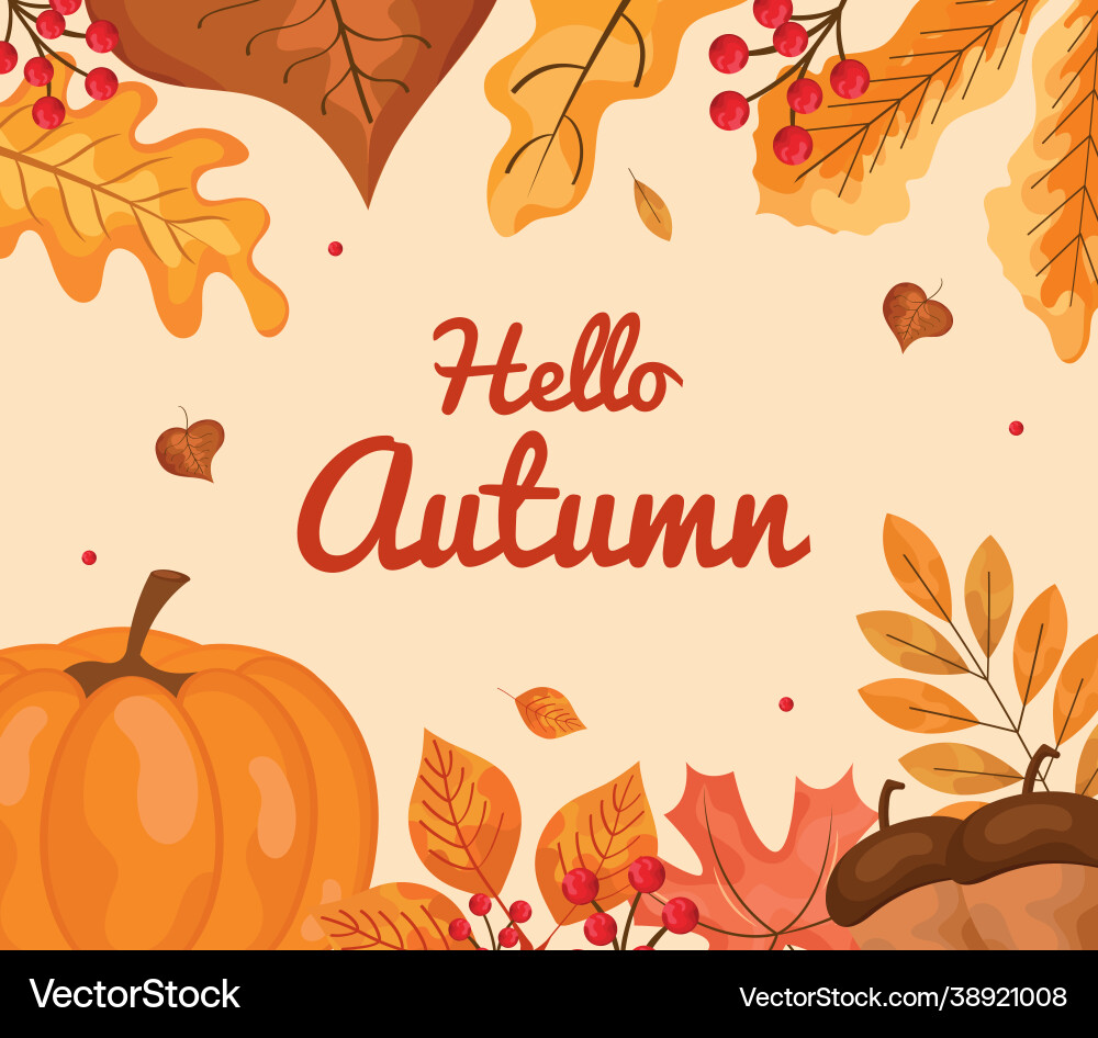 Hello autumn season banner Royalty Free Vector Image