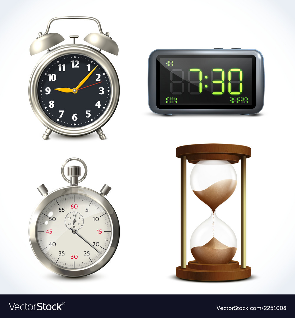 Realistic clock set Royalty Free Vector Image - VectorStock