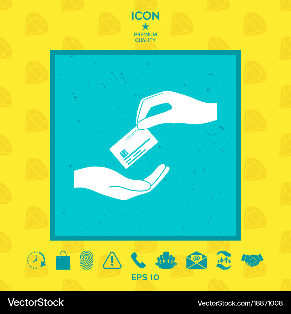 Receiving credit card hand holding Royalty Free Vector Image