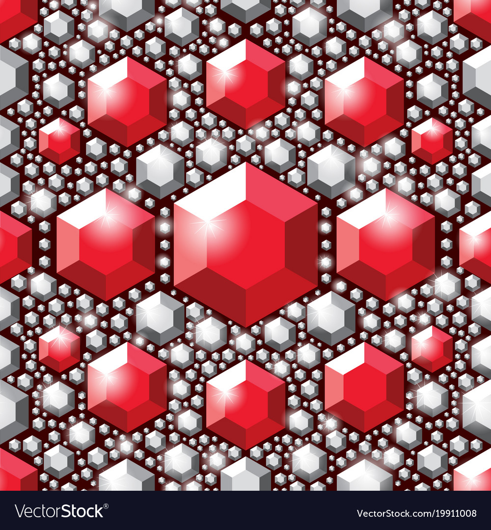 Seamless red crystals pattern Royalty Free Vector Image