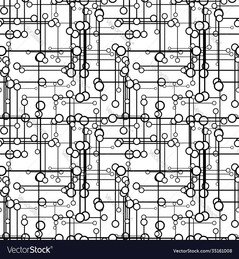 Technology pattern seamless black and white Vector Image