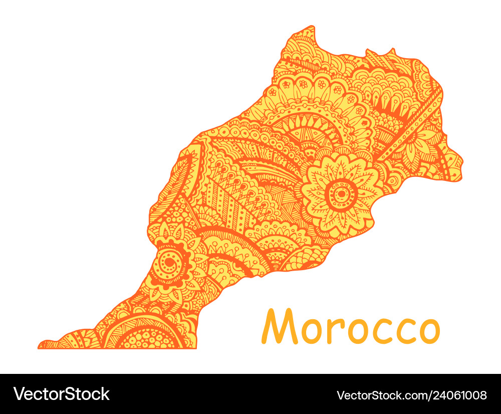 Textured map of morocco hand drawn ethno Vector Image