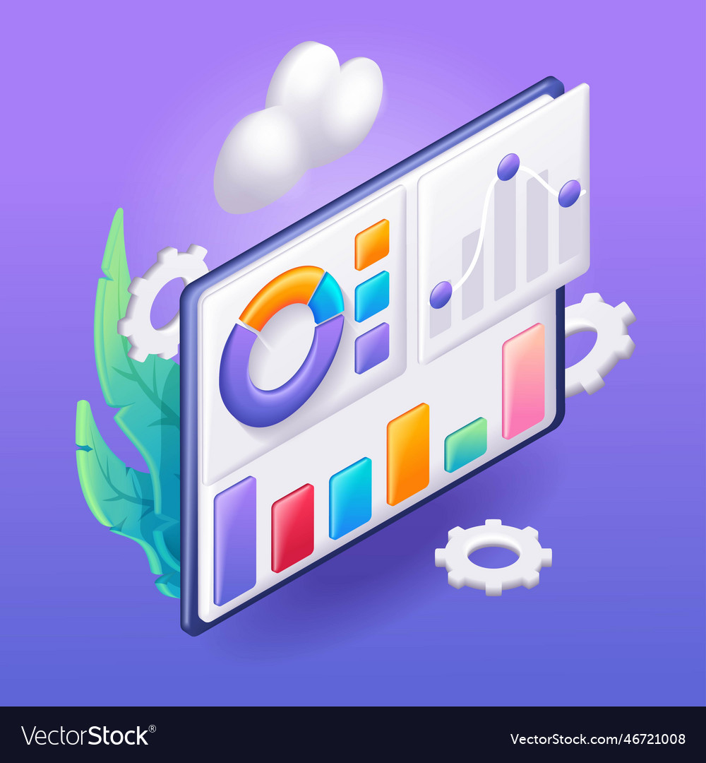 Trending 3d isometric cartoon data Royalty Free Vector Image
