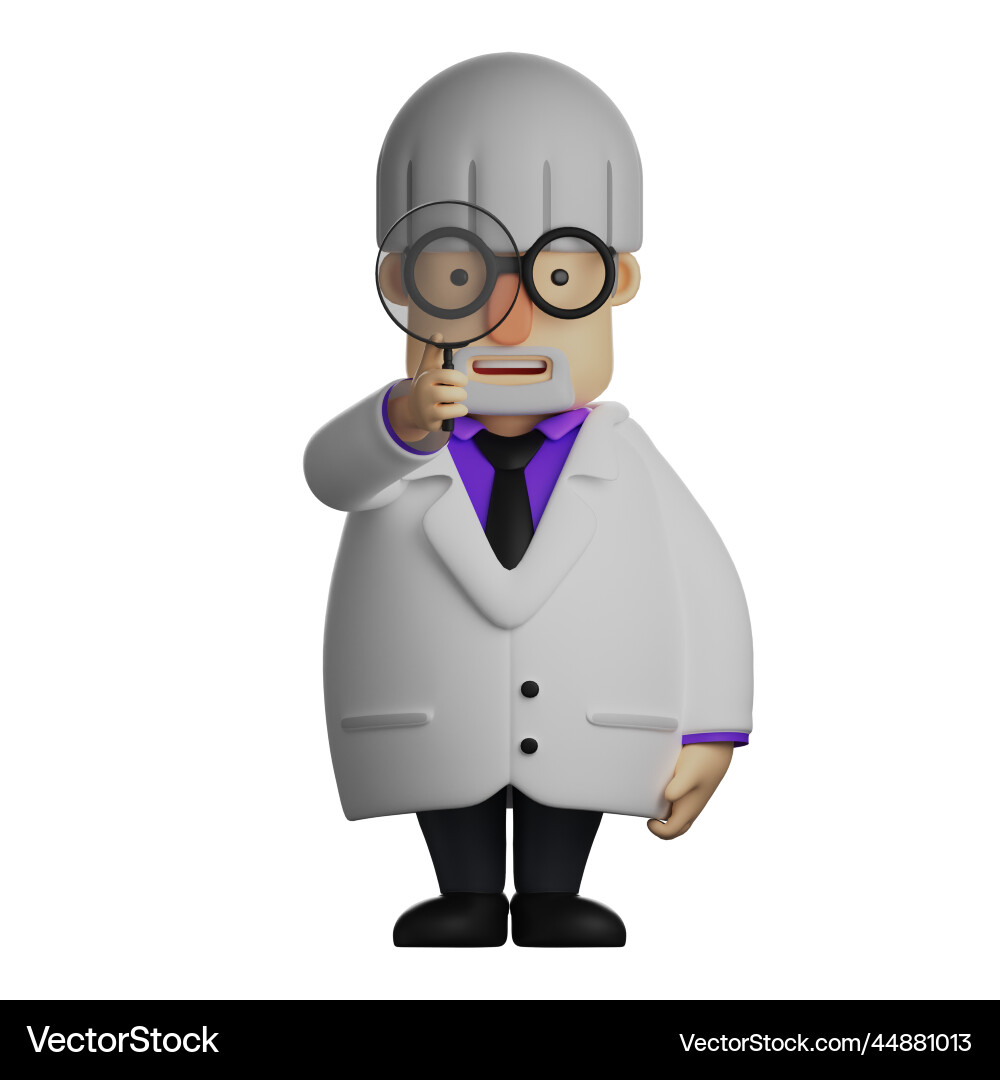 3d professor cartoon holding Royalty Free Vector Image