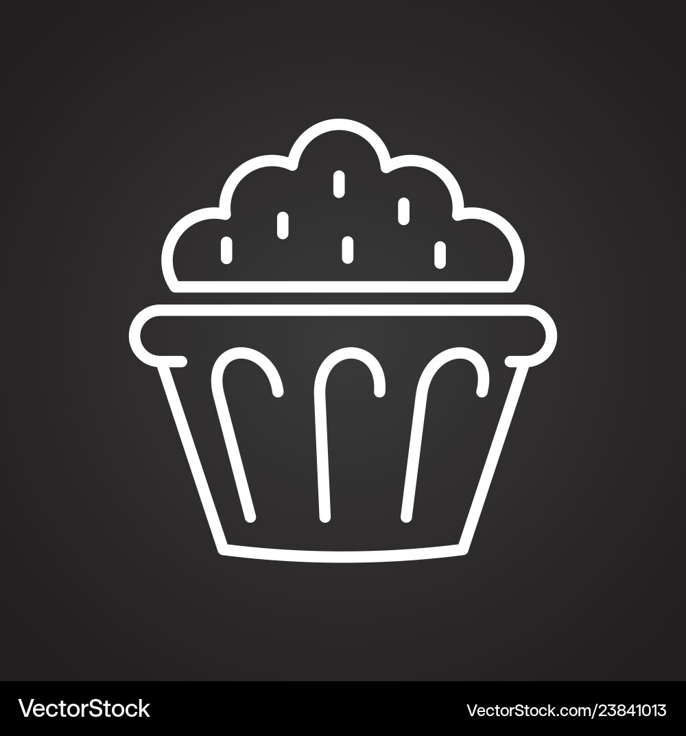 Cake outline icon on black background for graphic Vector Image