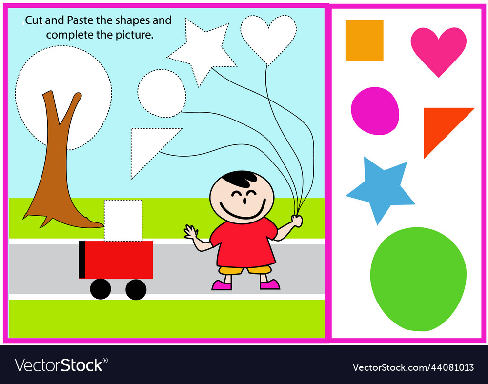 Cut and paste puzzle task for children Royalty Free Vector