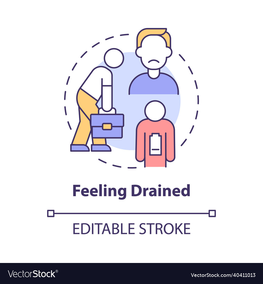 Feeling drained concept icon Royalty Free Vector Image