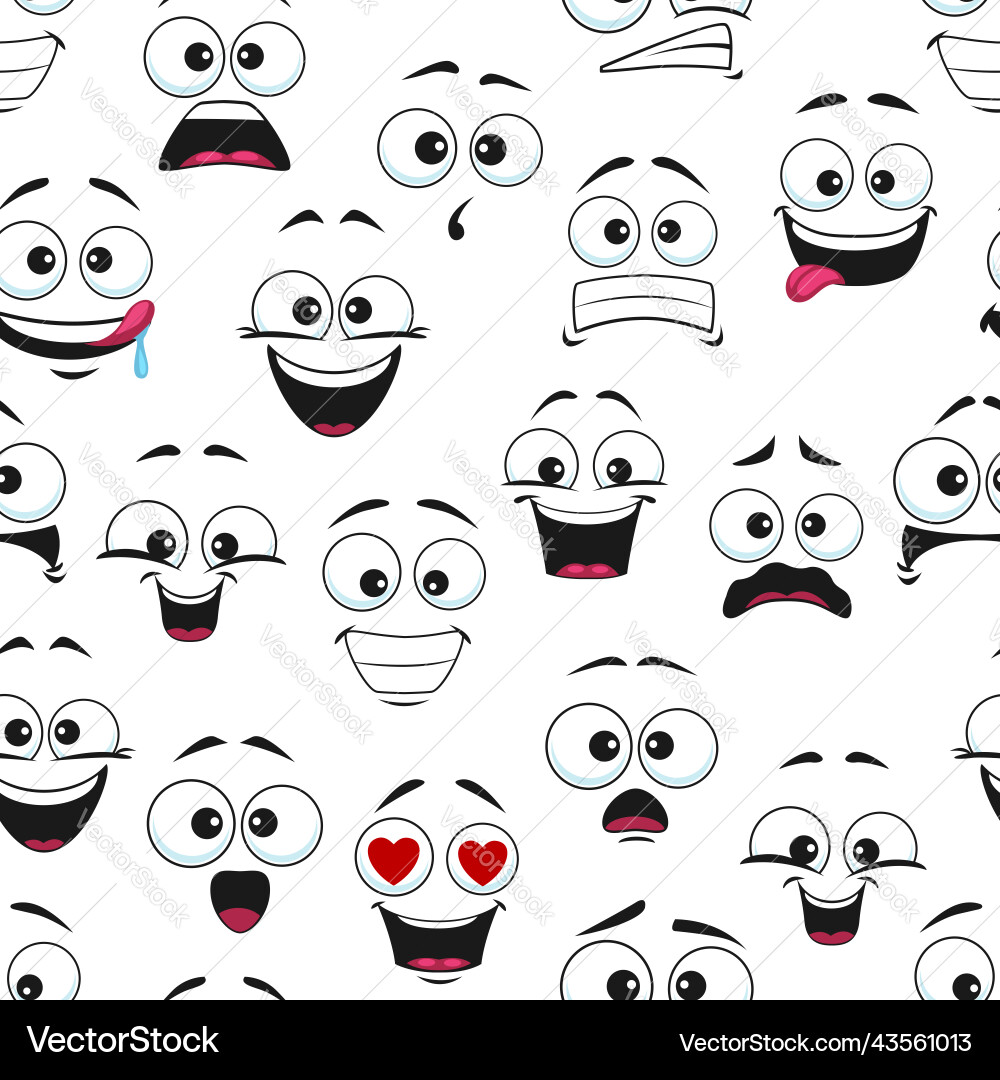 Happy cartoon faces seamless pattern background Vector Image