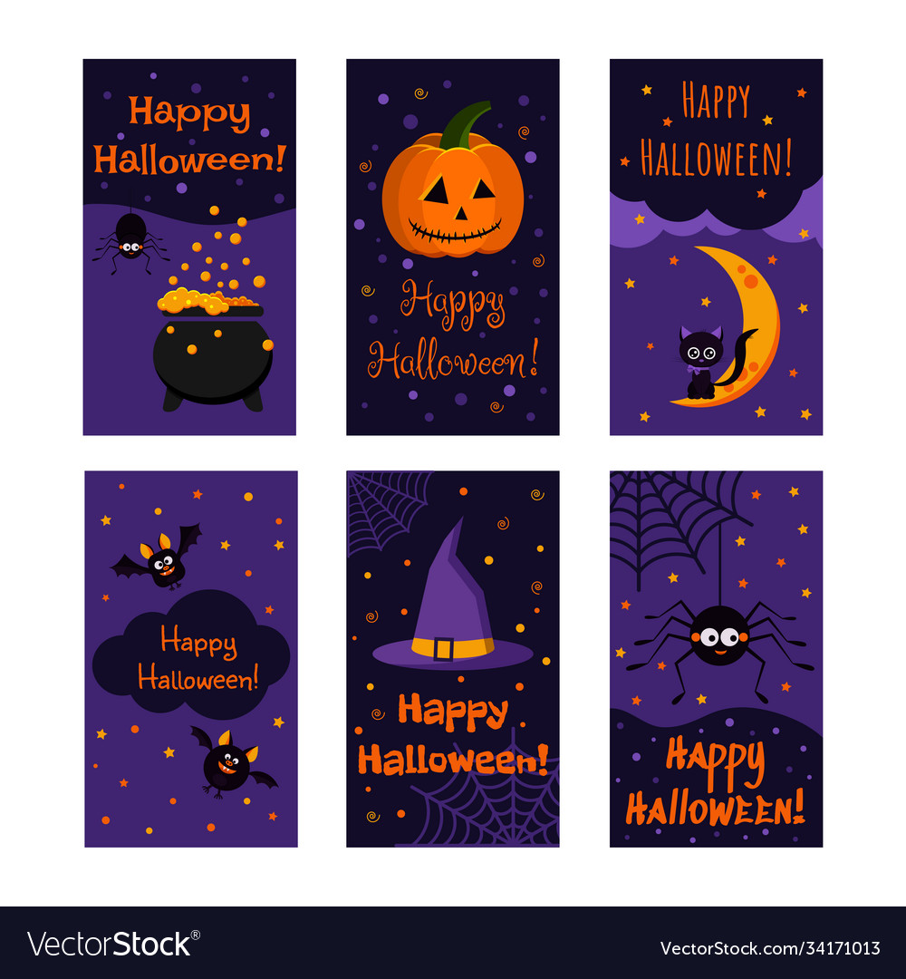 Happy halloween greeting card collection Vector Image