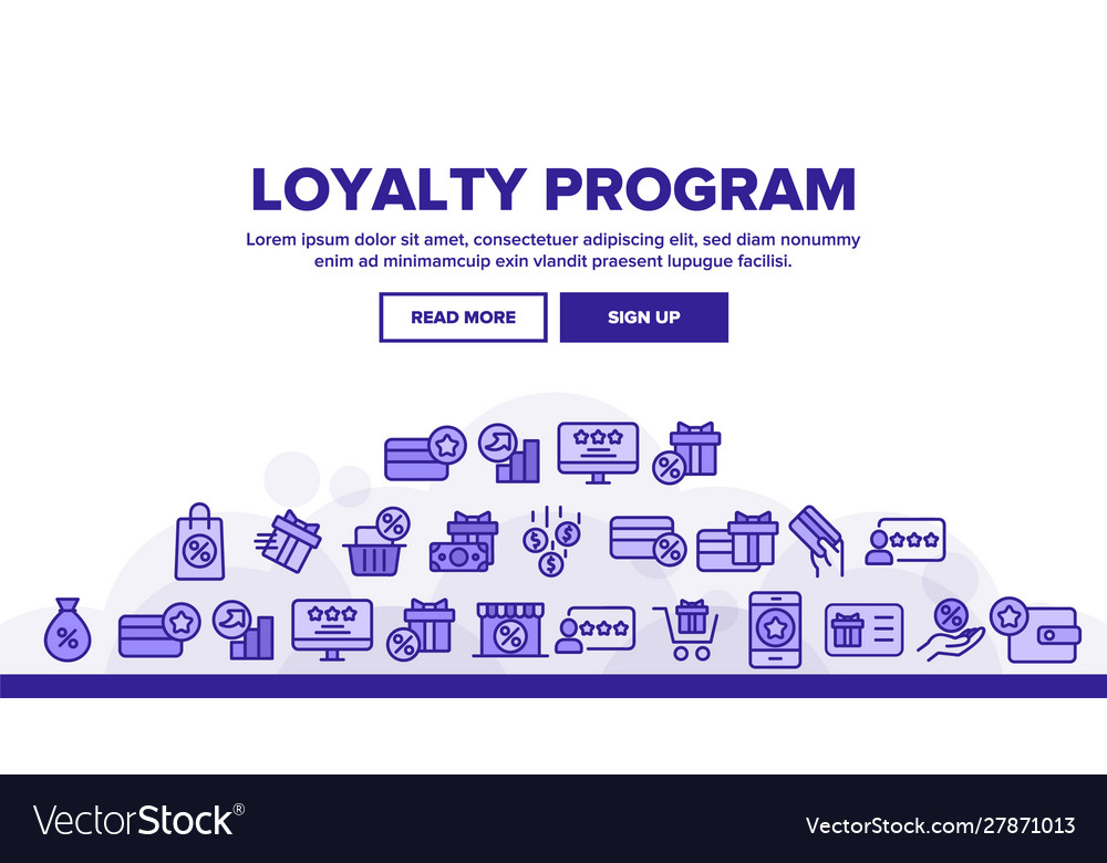 Loyalty program bonus landing header Royalty Free Vector