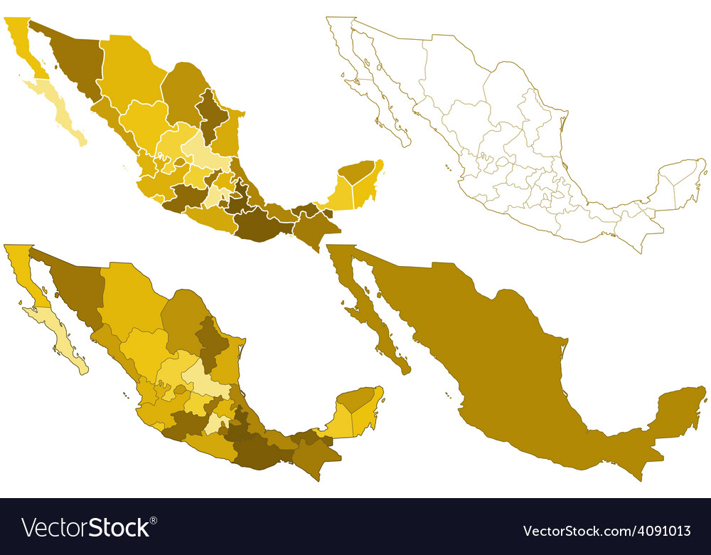 Mexico maps Royalty Free Vector Image - VectorStock