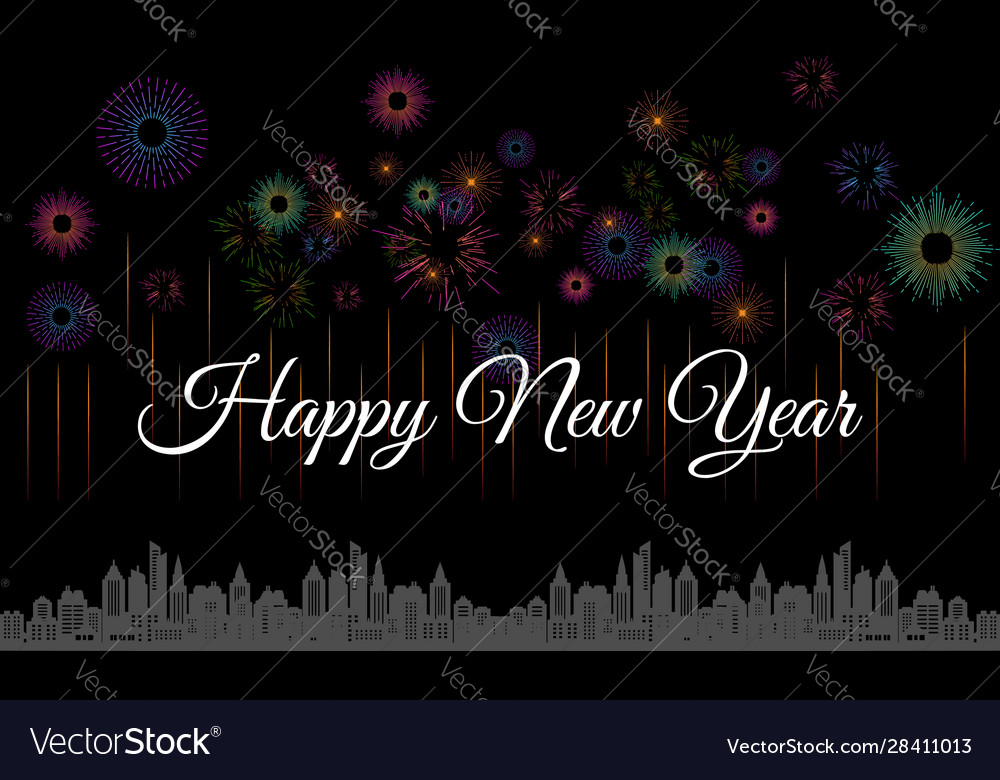 New year line design firework champagne gradient Vector Image