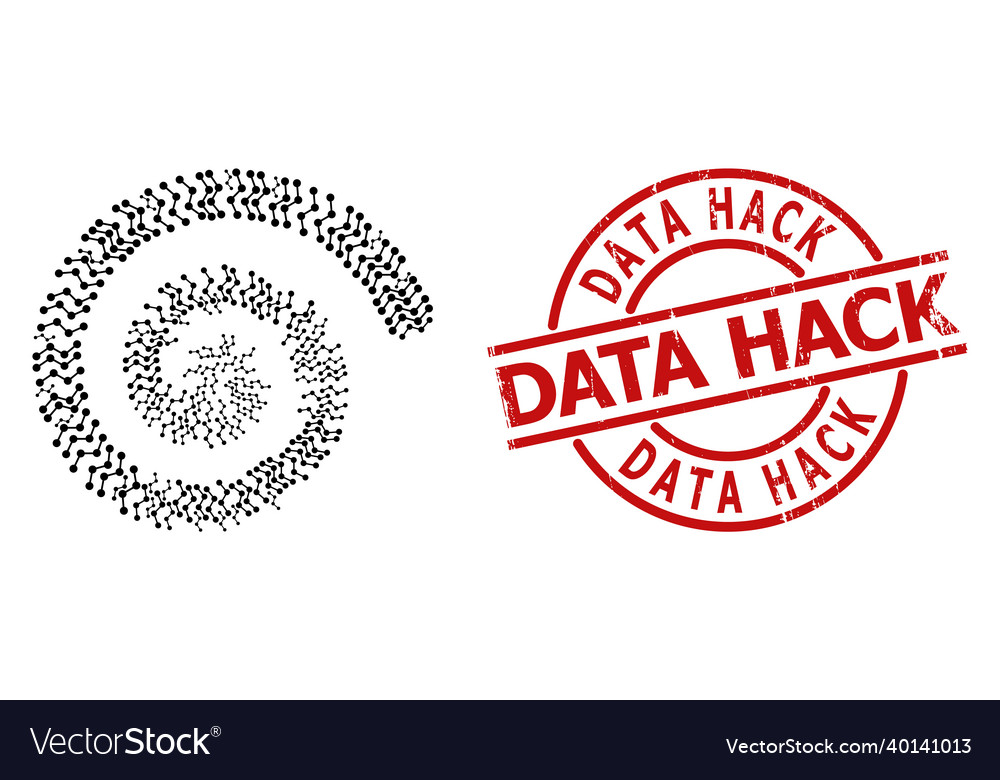 Textured data hack watermark and chart icon spiral