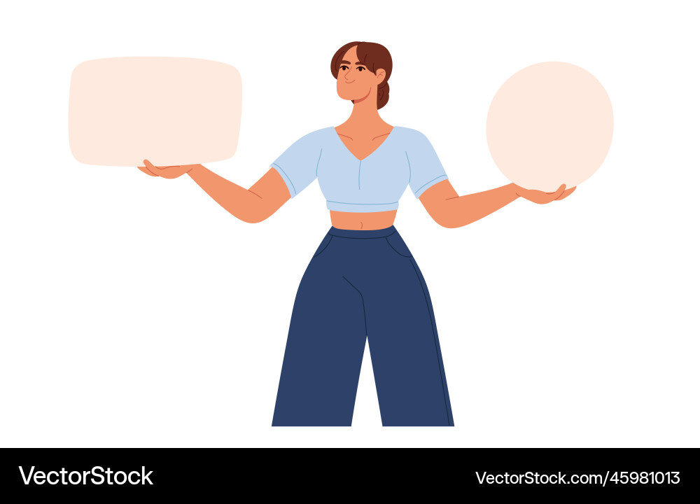 Woman making decision person doubtingchoosing Vector Image