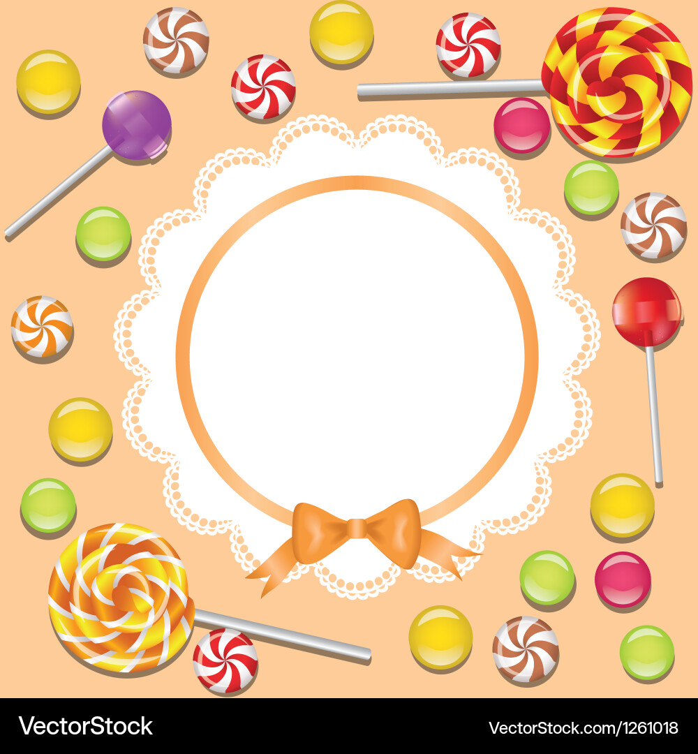 Background with candies frame Royalty Free Vector Image