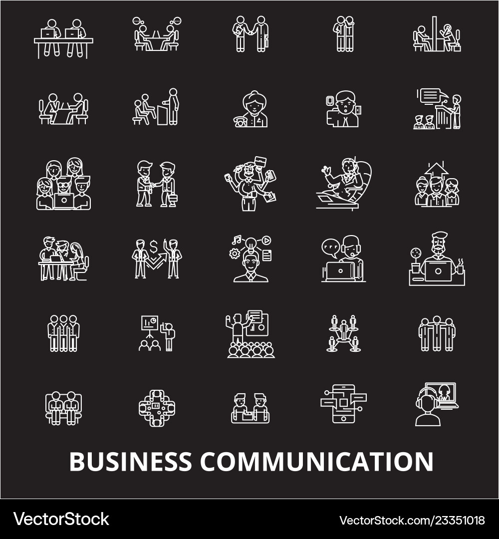 Business communication editable line icons Vector Image