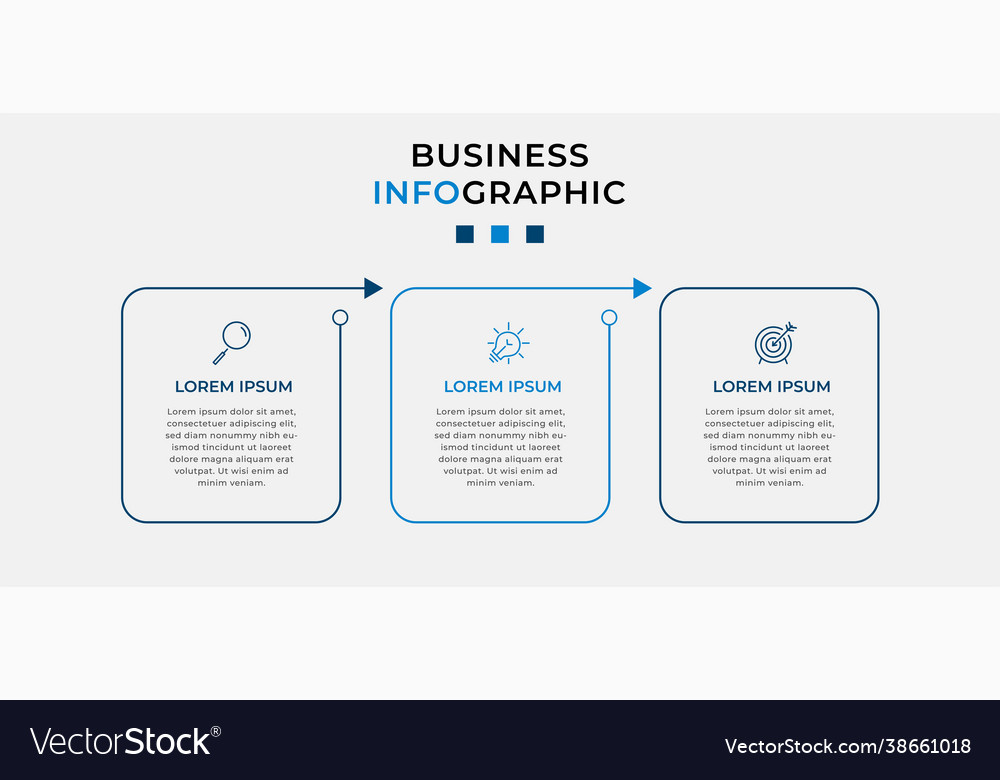 Business infographics presentations with 3 steps Vector Image