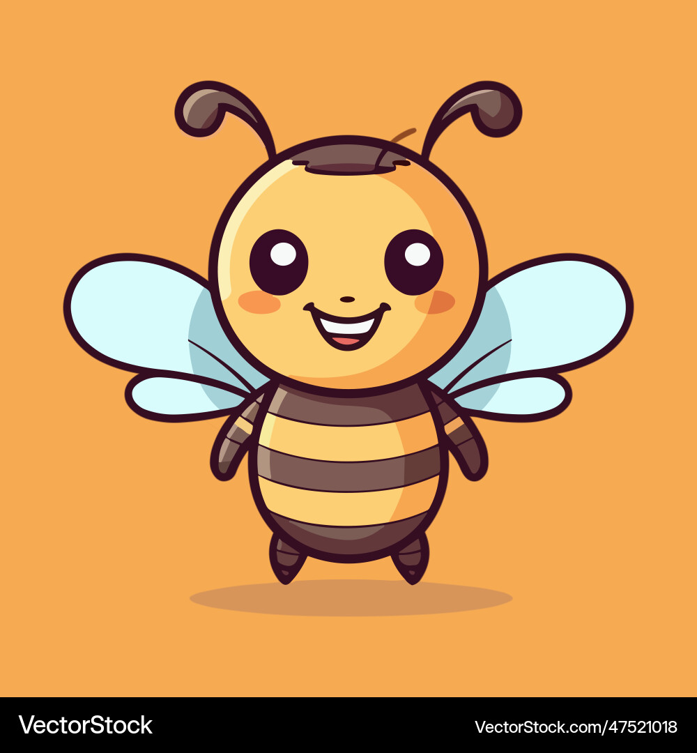 Cartoon kawaii anime bee Royalty Free Vector Image