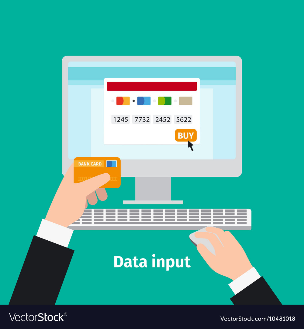 Credit plastic card usage data input Royalty Free Vector