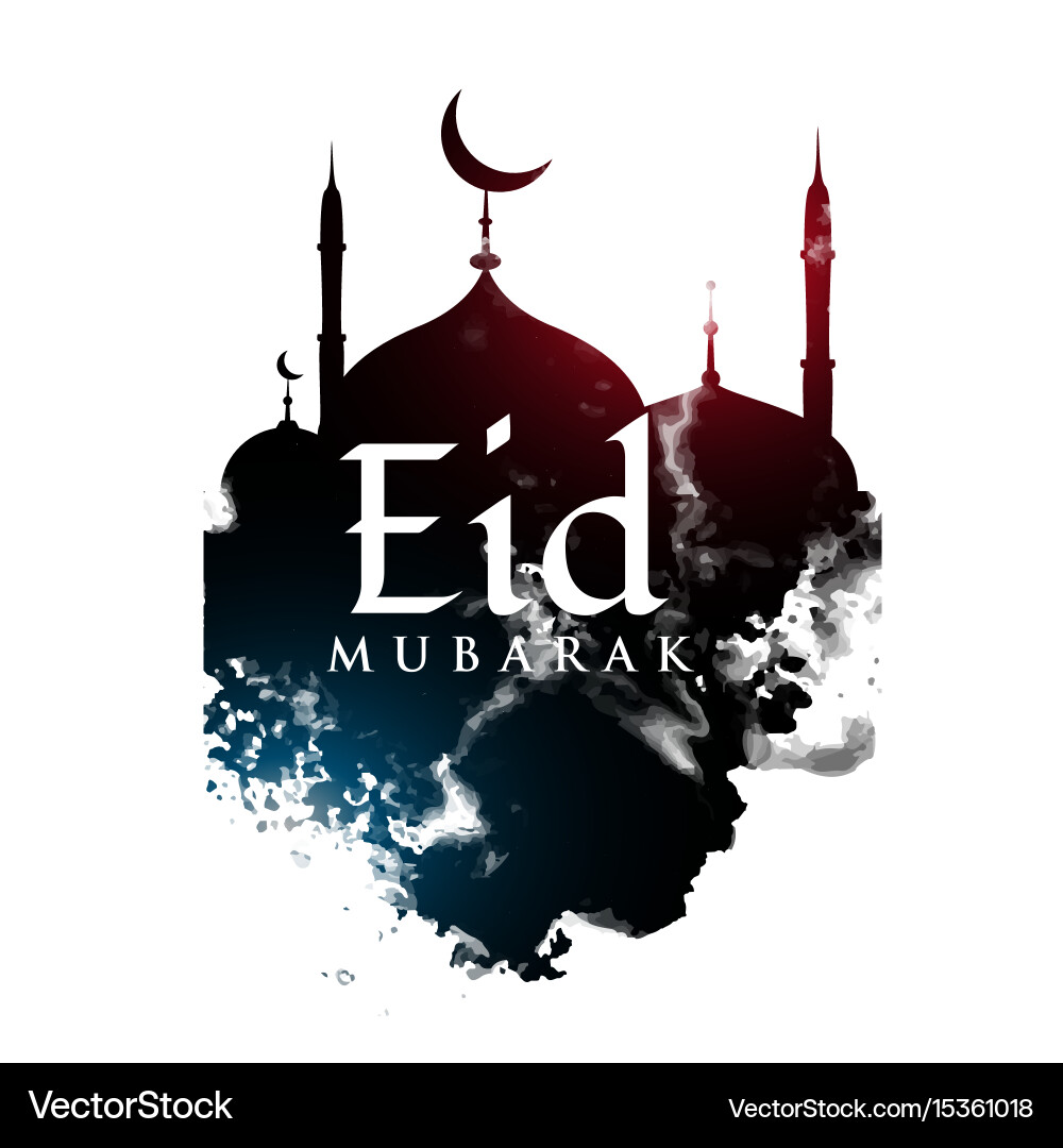 Eid mubarak greeting design with mosque shape and Vector Image