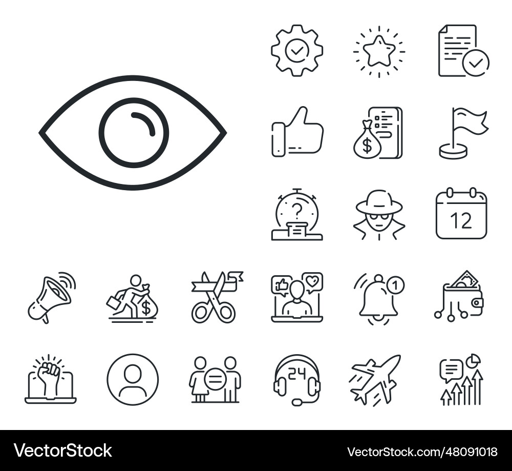 Eye line icon look or optical vision sign Vector Image