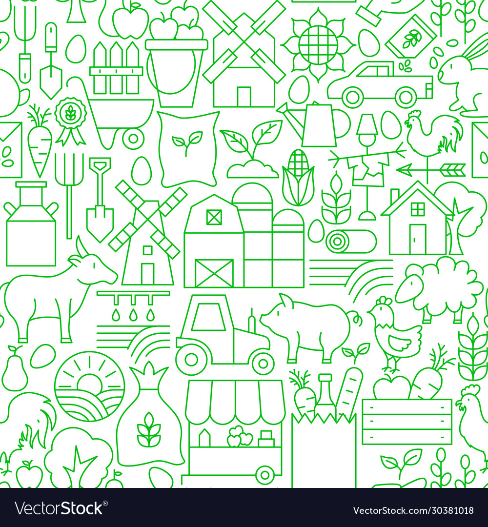 Farming line seamless pattern Royalty Free Vector Image