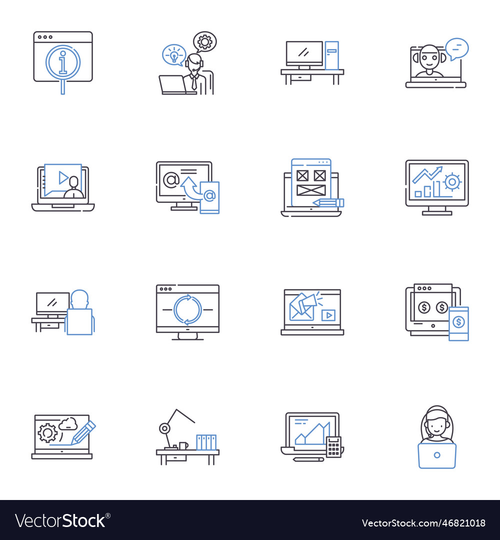 Interaction line icons collection engagement Vector Image