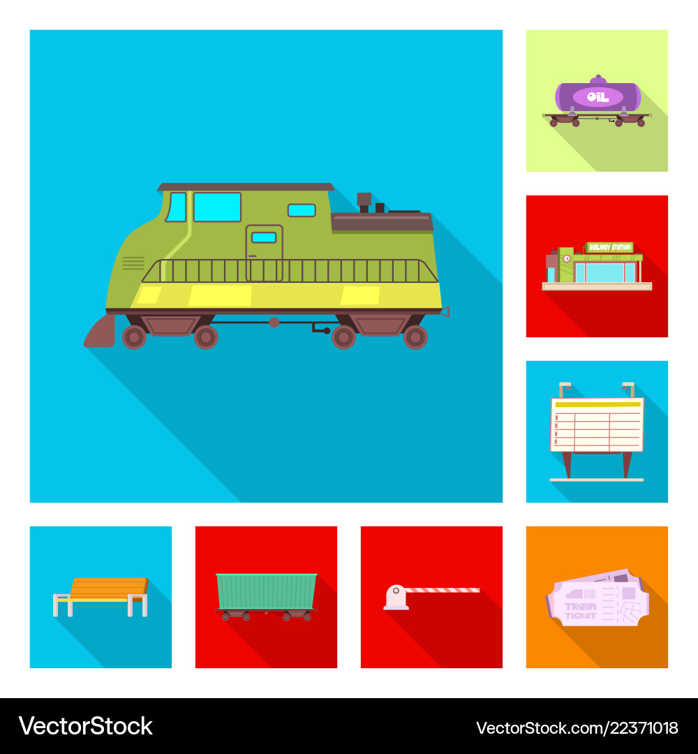 Isolated object of train and station symbol set Vector Image