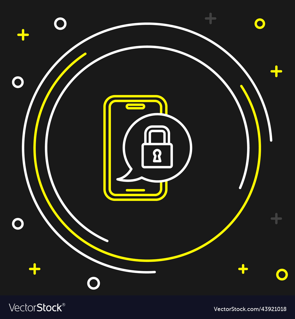 Line smartphone with closed padlock icon isolated Vector Image