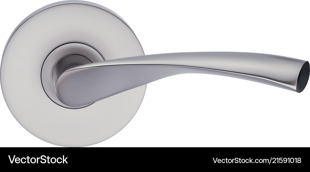 Metal door handle on white background realistic Vector Image