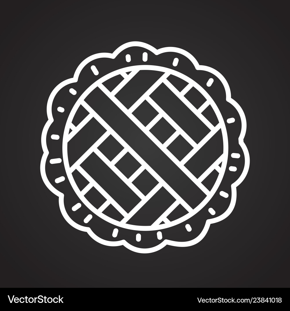 Pie outline icon on black background for graphic Vector Image