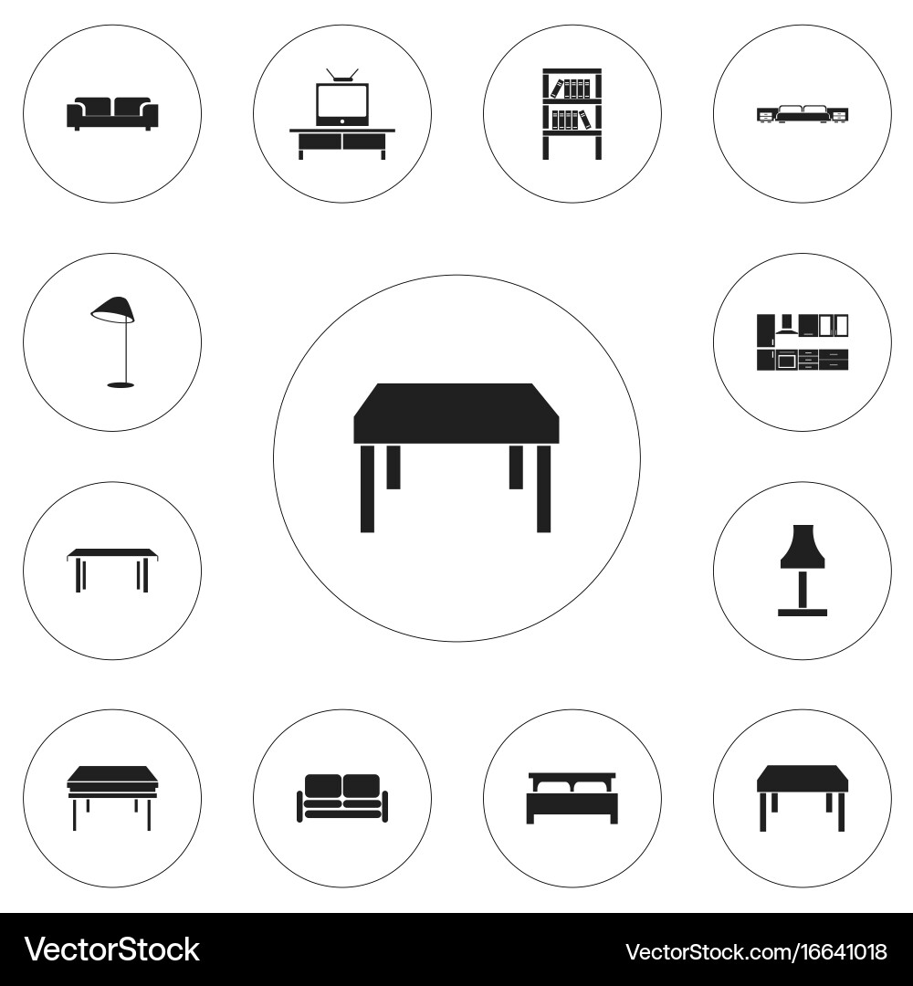 Set of 12 editable interior icons includes Vector Image