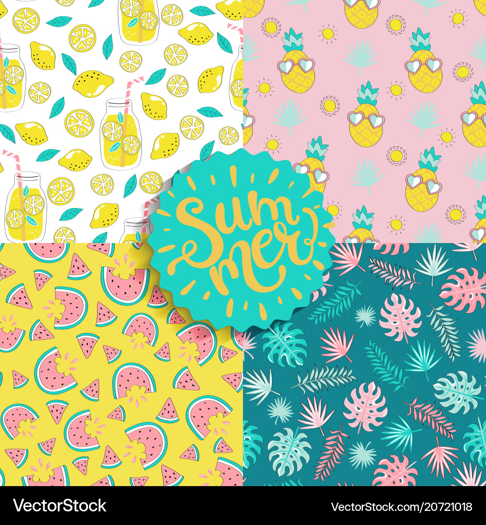 Set of colorful seamless summer patterns Vector Image