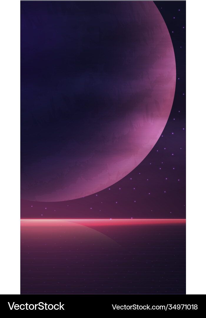 Space landscape with a huge planet on horizon Vector Image