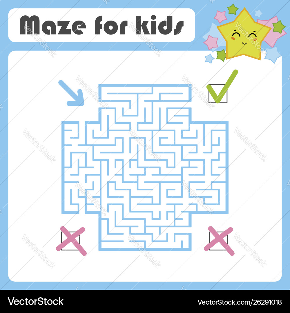 Square color maze kids worksheets activity page Vector Image