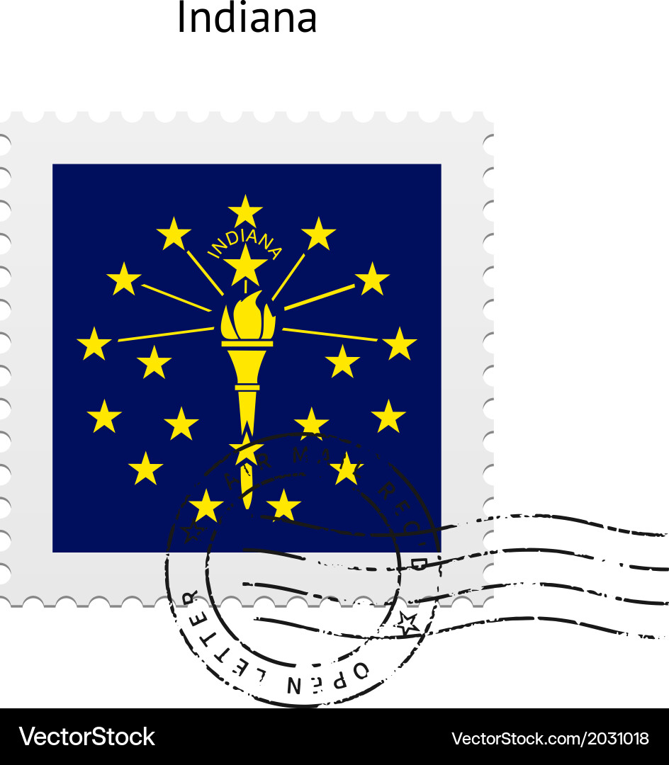 State of indiana flag postage stamp Royalty Free Vector