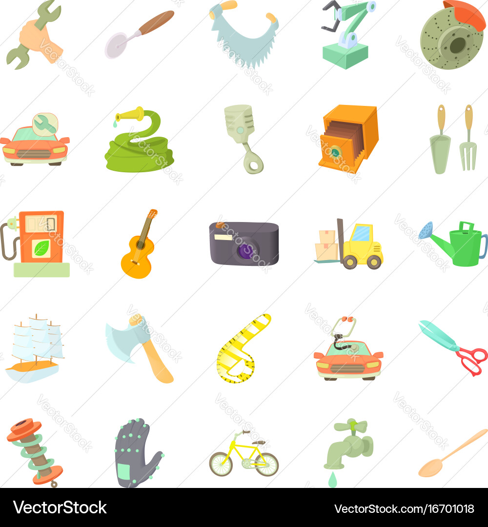 Weaver icons set cartoon style Royalty Free Vector Image