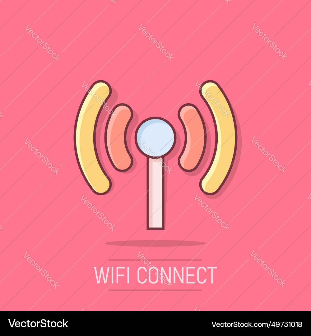 Wifi internet icon in comic style wi-fi wireless Vector Image