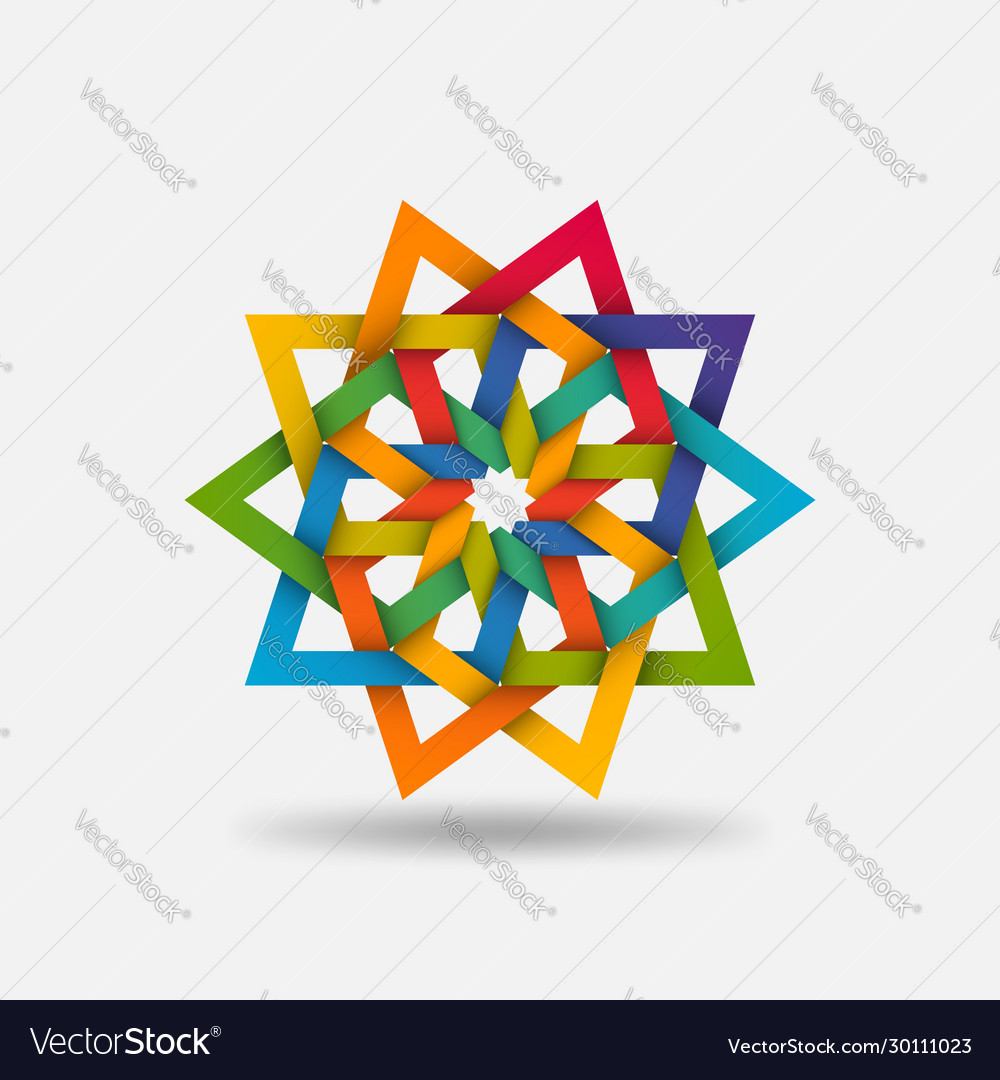 Arabic geometric multicolor circular pattern Vector Image