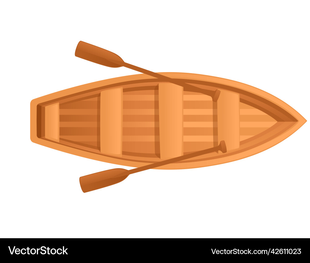 Classic wooden boat with paddle Royalty Free Vector Image
