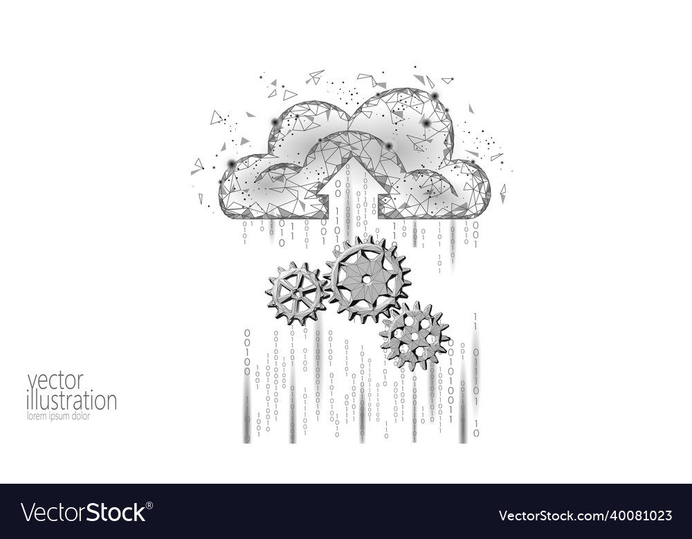 Cloud Computing Online Storage Settings Low Poly Vector Image