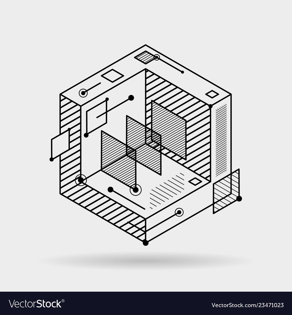 Cubic abstract lines elements technical 3d Vector Image